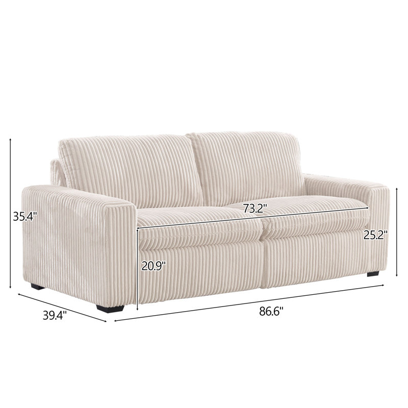 Latitude Run® Annistyn 86.6'' Wide Modern Corduroy Square Arm Power Reclining Loveseat With USB ...